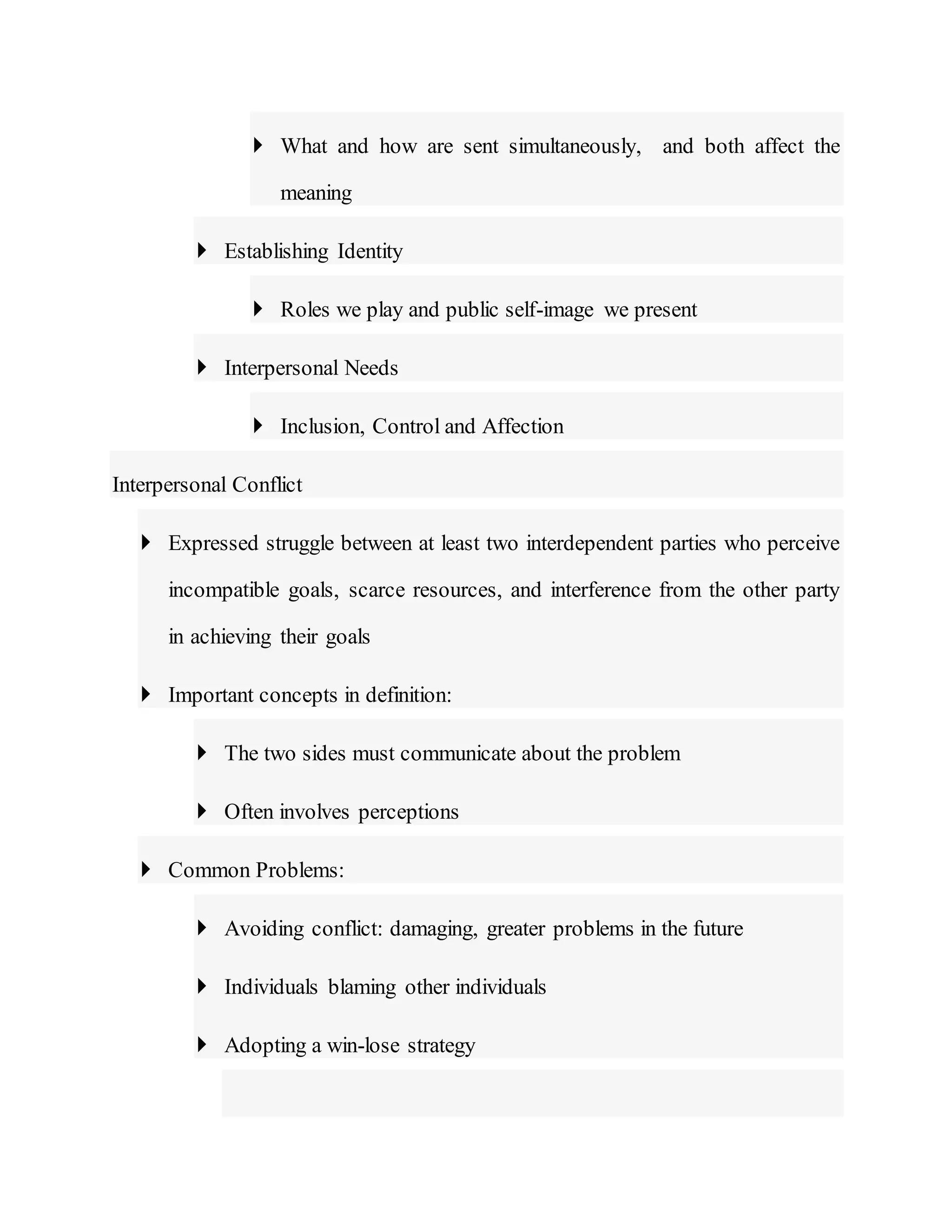 Interpersonal communication (outline) | DOCX