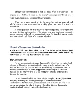 Interpersonal communication (outline) | PDF