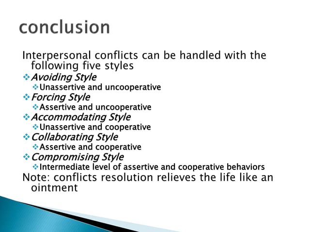 Interpersonal conflict handling styles by Taj Mohammad Tamkeen | PPTX