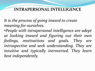 Interpersonal inlelligence & intrapersonal intelligence | PPTX