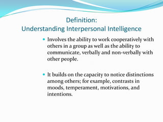 Interpersonal Intelligence