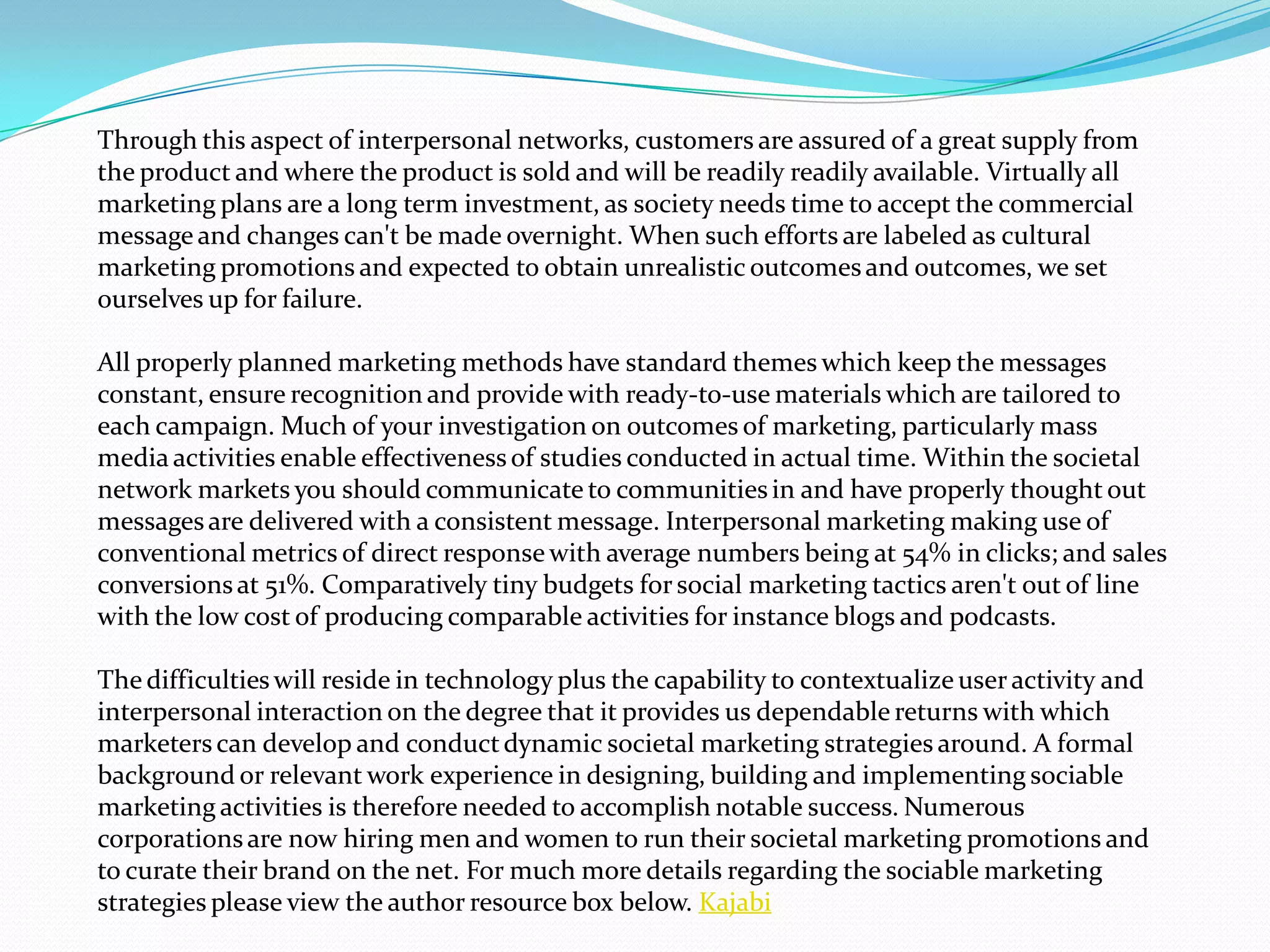 Interpersonal marketing strategies | PDF