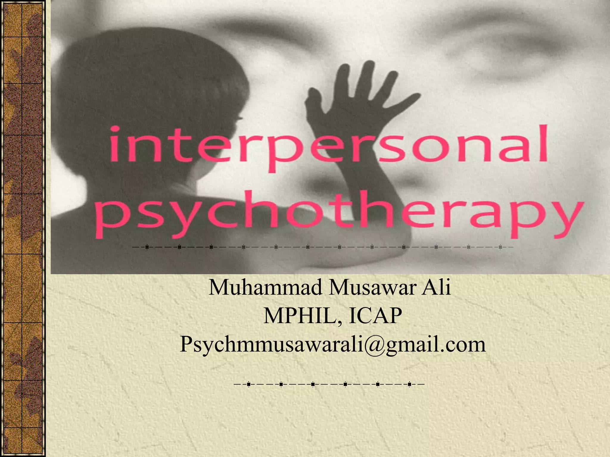 Interpersonal psychotherapy | PPT