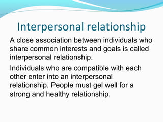 Interpersonal relationship skills muhammad faisal & nandan tyagi | PPT