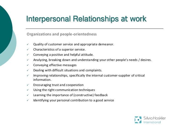 Interpersonal Relations At Work Interpersonal Relations At Work
