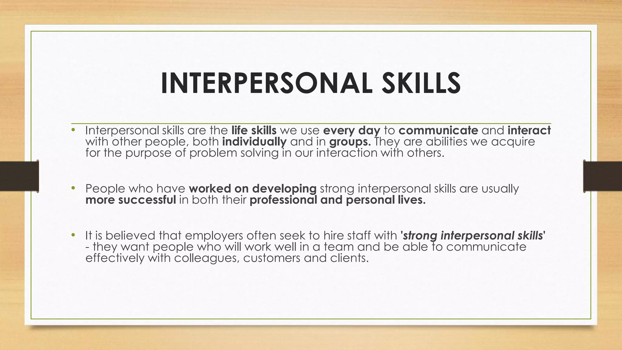 Interpersonal skills for effective relationships | PPT