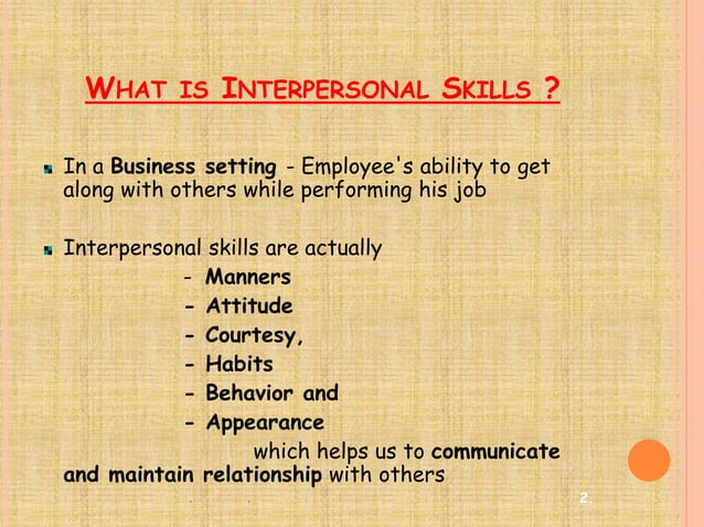 Interpersonal Skills (PPT).pptx | Dating | Family and Relationships
