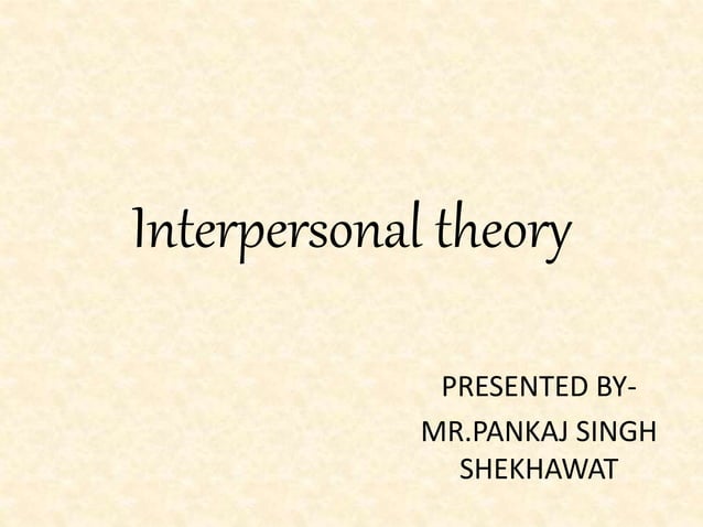 Interpersonal theory | PPT