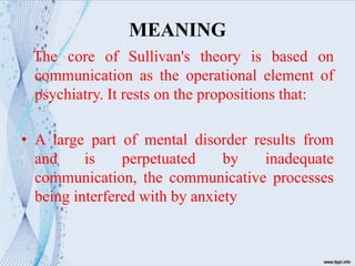 Interpersonal theory or sullivan theory | PPTX
