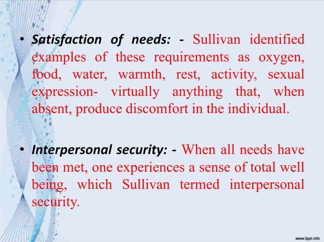 Interpersonal theory or sullivan theory | PPTX