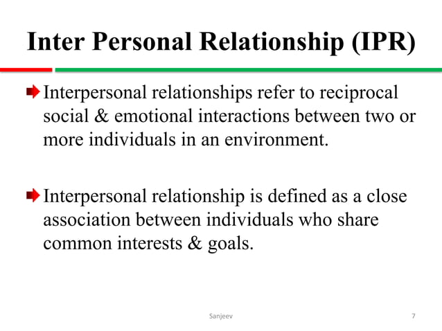Interpersonel relationship (ipr) | PPT