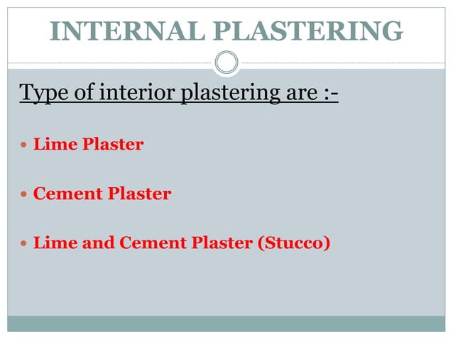 INTERNAL PLASTERING BY SK SANIUL HODA | PPTX