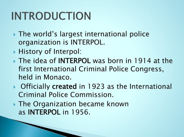 Interpol | PPTX | Crime & Harmful Acts to Individuals, Society & Human ...