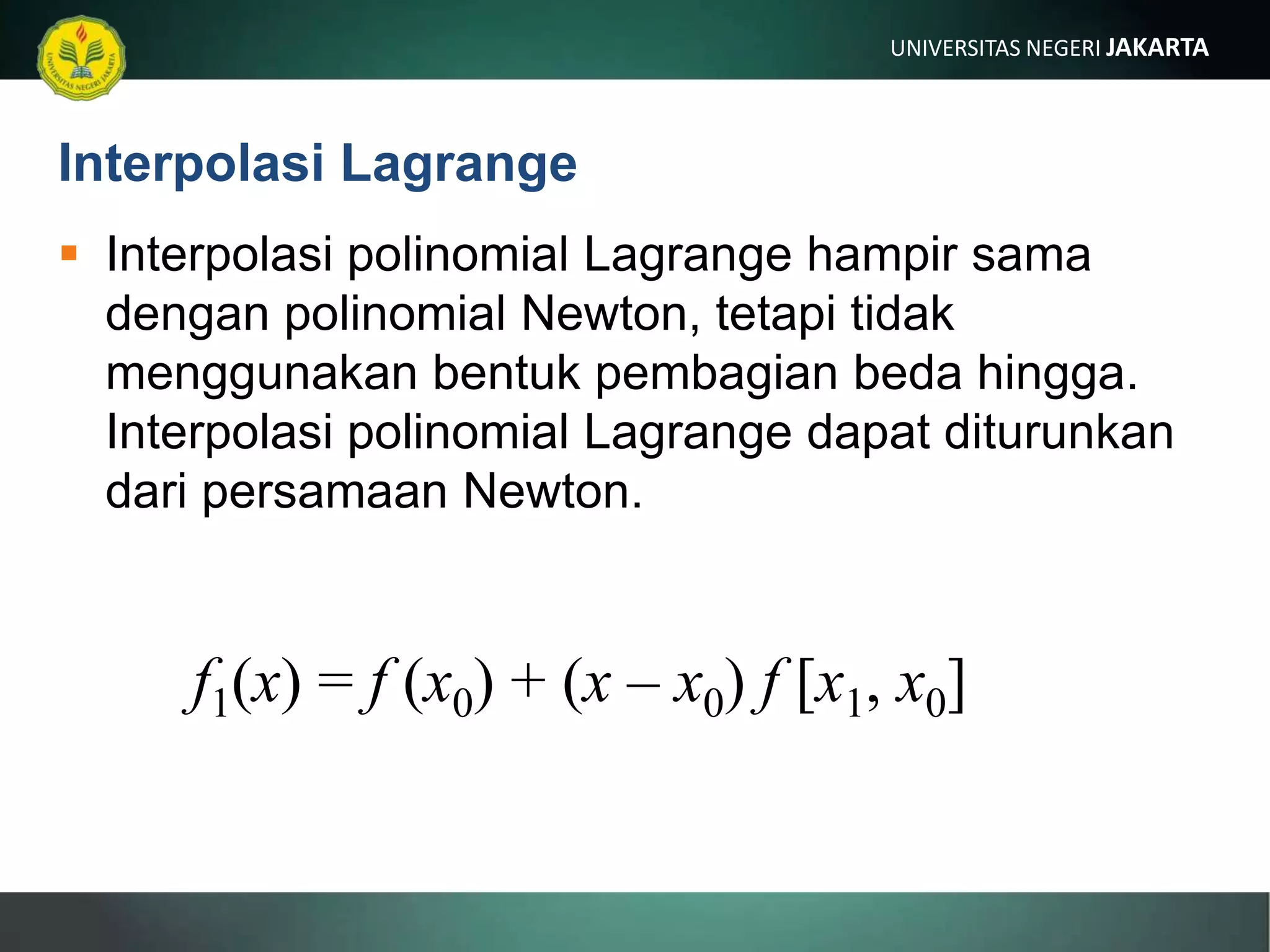 Komputasi Fisika 09 (Interpolasi Polinomial) | PPTX