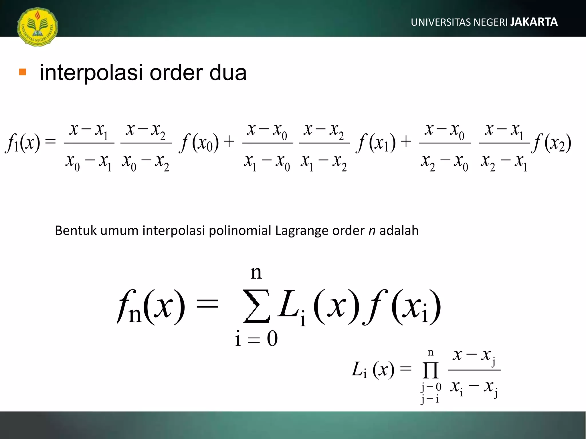 Komputasi Fisika 09 (Interpolasi Polinomial) | PPTX