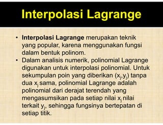 Interpolasi Polinonial Lagrange pada model | PDF