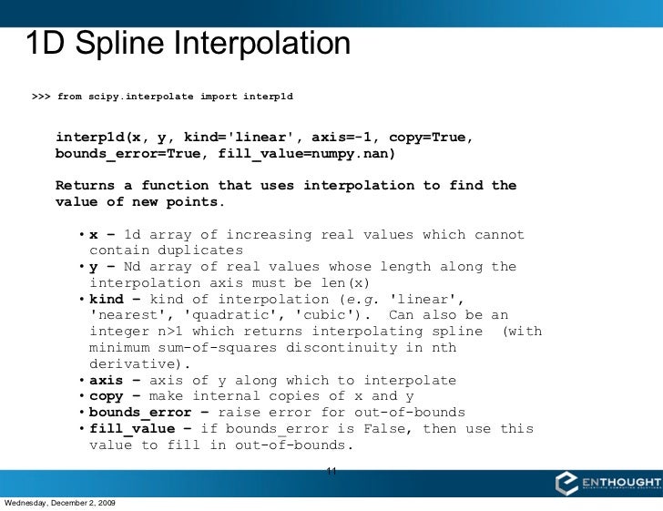 Interpolation Scipyinterpolate Scipy V0190 Reference Guide