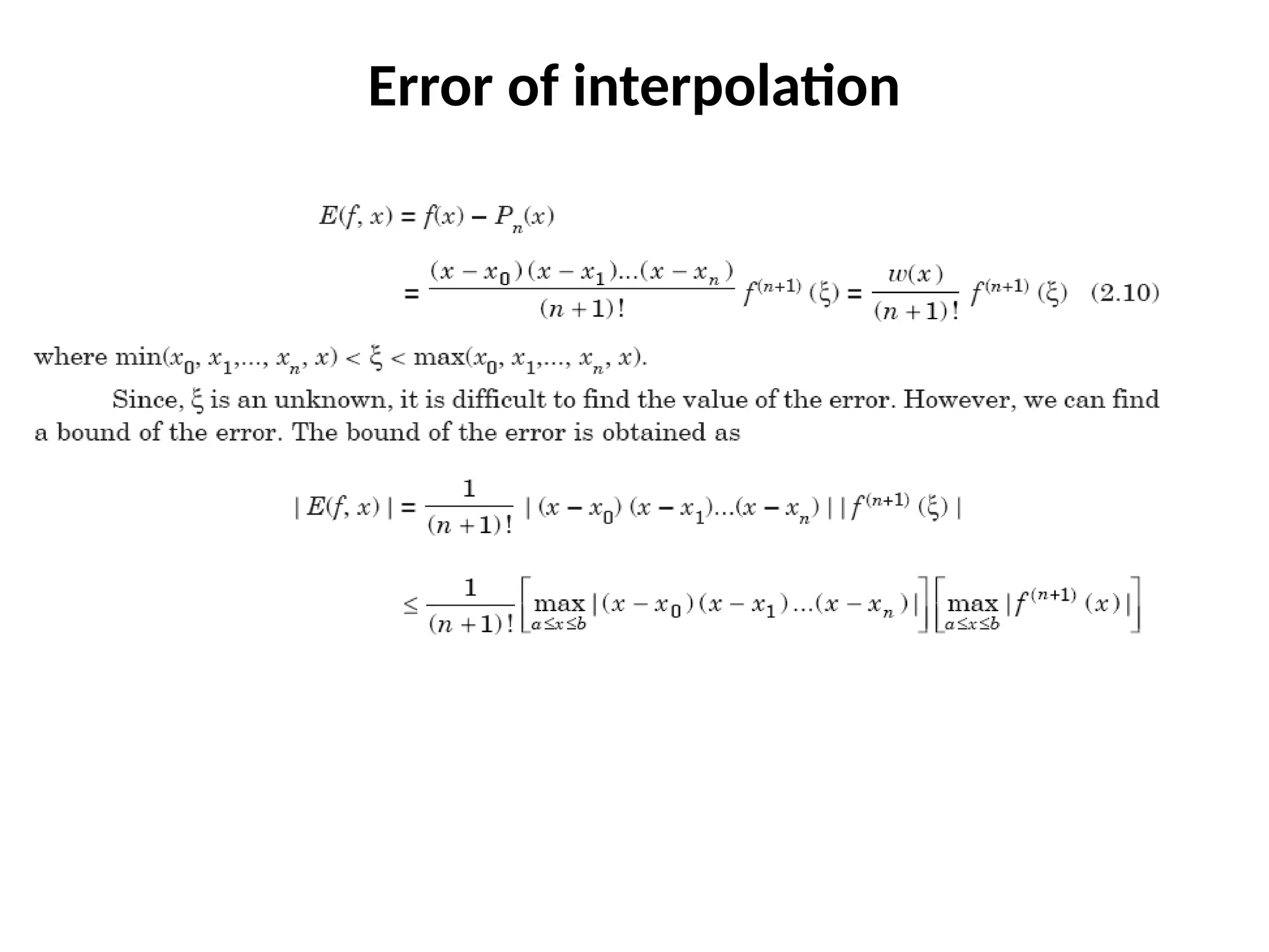 Finding The Interpolation Errors With Example Pptx