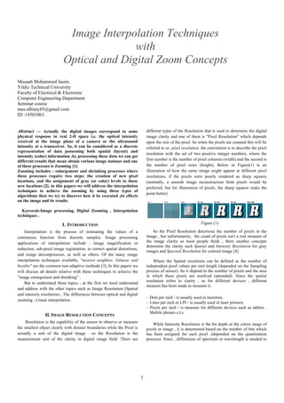 Image Interpolation Techniques with Optical and Digital Zoom Concepts -seminar paper | PDF