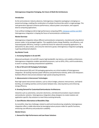 Heterogeneous Integration Packaging, the Future of Multi-Die Architectures | PDF