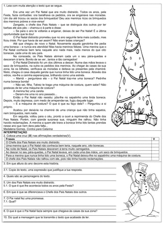Interpretacao de-texto-natal portugues | DOC