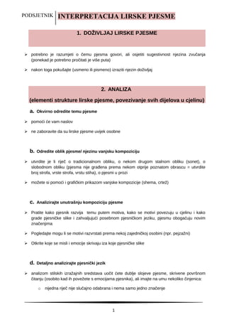 Interpretacija lirske pjesme ( podsjetnik) | PDF