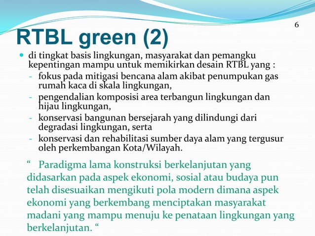 Interpretasi green dalam (rtbl) | PPT
