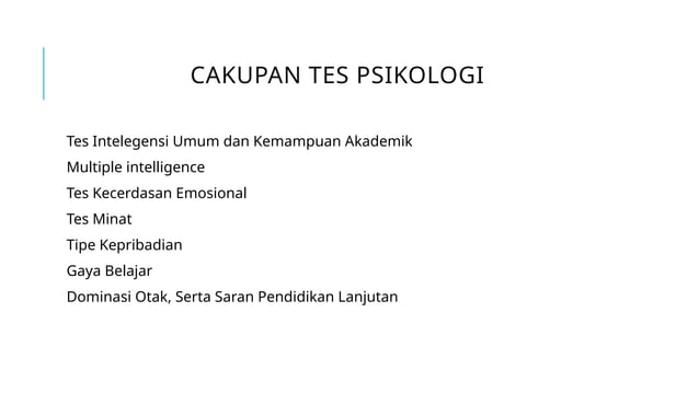 Interpretasi Hasil Tes Psikologi untuk Siswa | PPTX