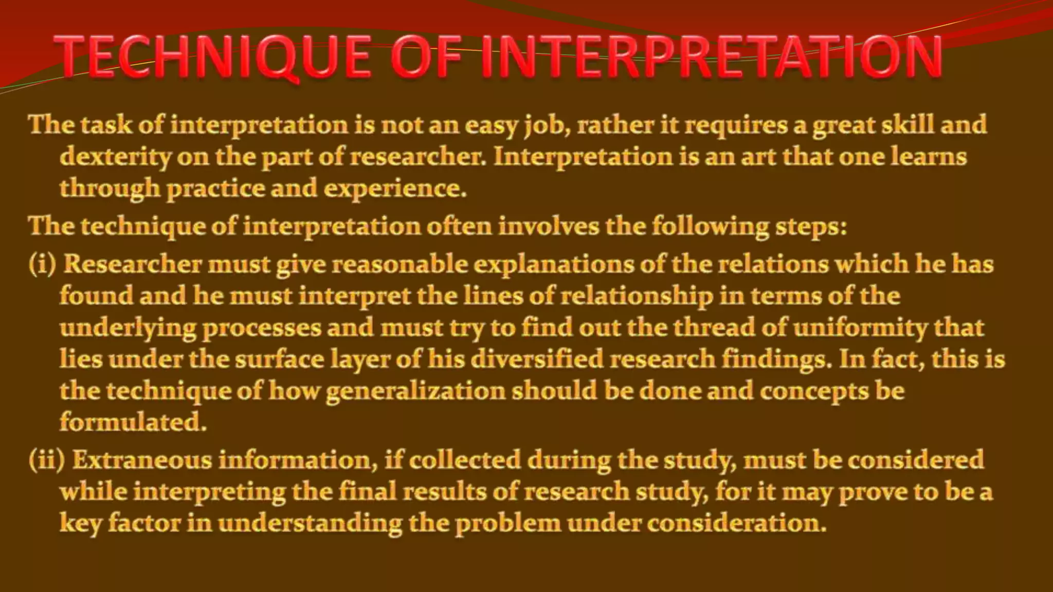 Interpretation - Meaning, Techniques and Precautions | PPTX