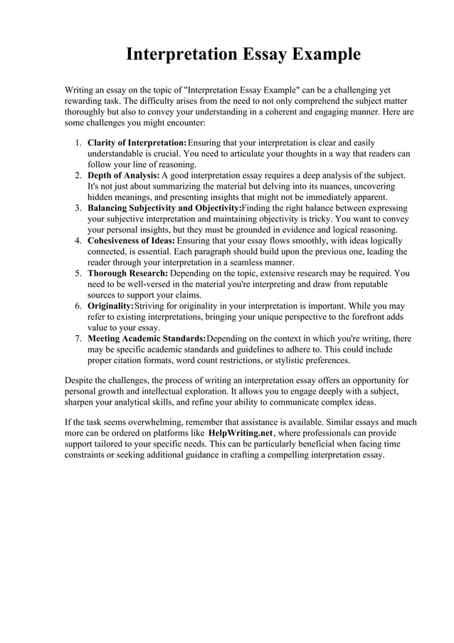Interpretation Essay Example. South University | PDF | Educational ...