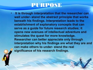Interpretation in report writing in RM | PPT