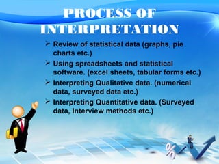 Interpretation in report writing in RM | PPT