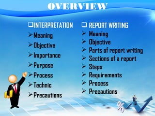 Interpretation in report writing in RM | PPT