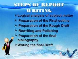Interpretation in report writing in RM | PPT