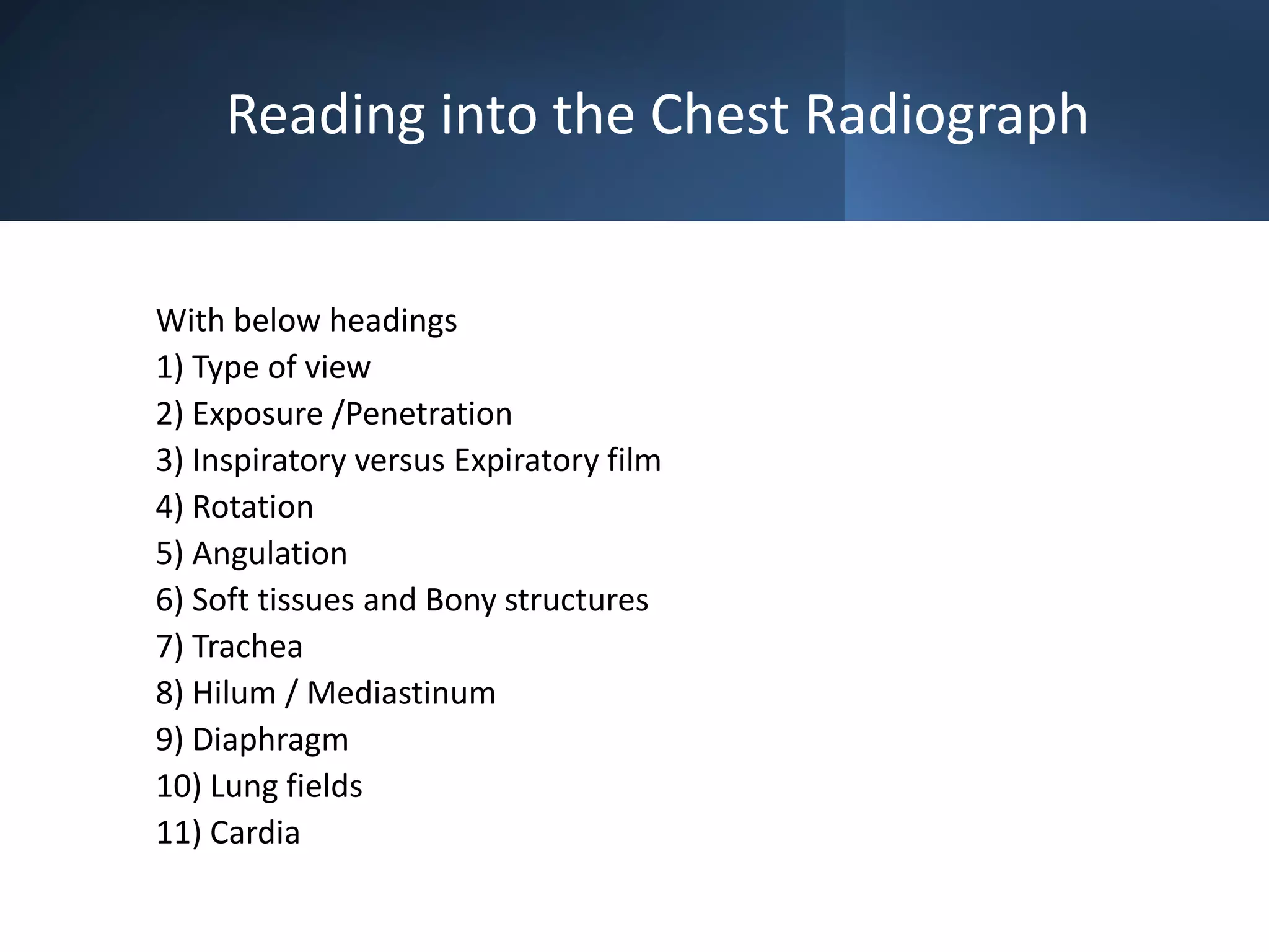Interpretation of chest xray ppt | PPTX