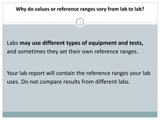 Interpretation of clinical laboratory test | PPTX