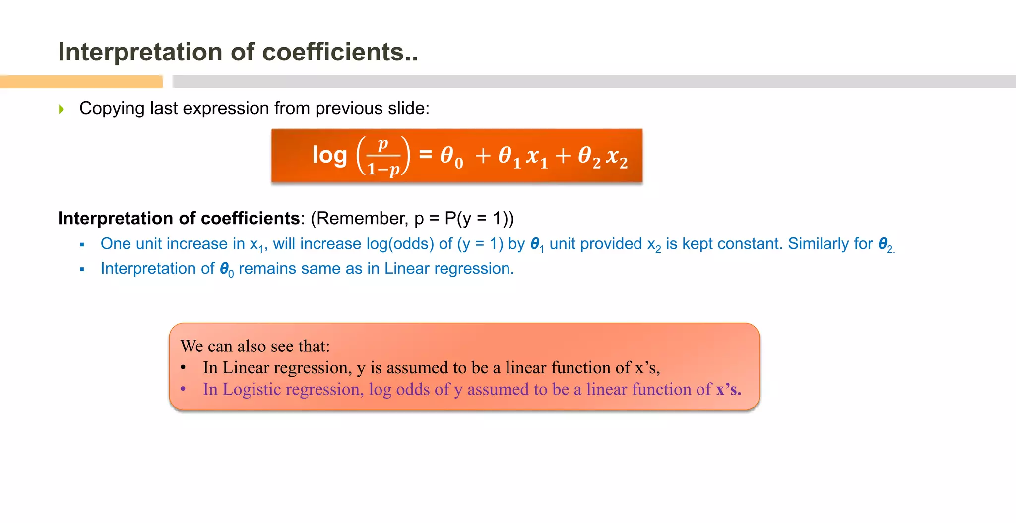 Interpretation Of Coefficients Linear And Logistic Regression Ppt