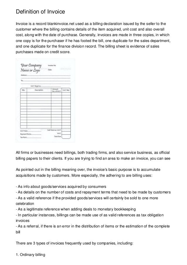 Definition of Invoice