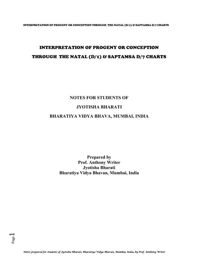 Interpretation of progeny or conception through d1 & d7 charts | PDF ...