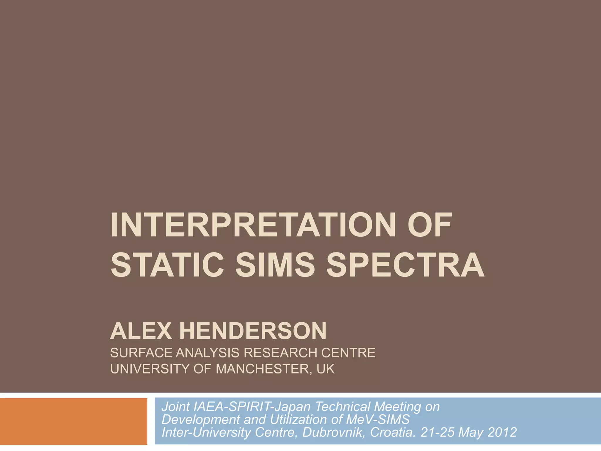 Interpretation of Static SIMS Spectra | PDF