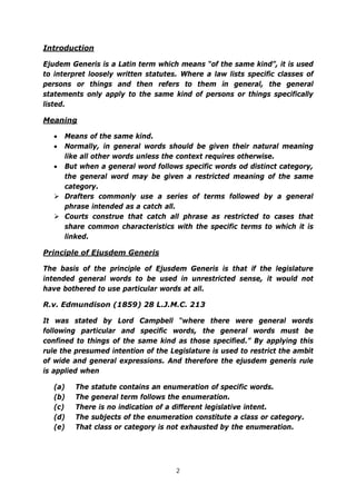 Construction of Ejusdem Generis | PDF