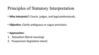 Interpretation of Statute – General Theories and Primary Unit-2 IOs.pptx | Law