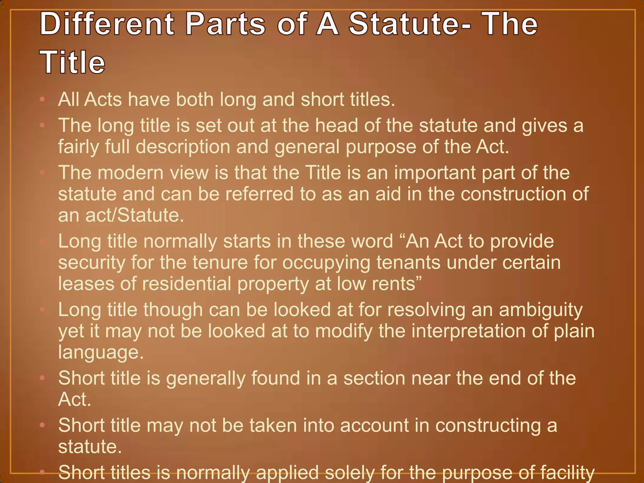 Interpretation of Statutes (English Law) | PPTX