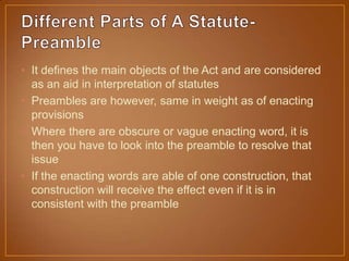 Interpretation of Statutes (English Law) | PPTX