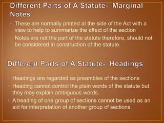 Interpretation of Statutes (English Law) | PPTX