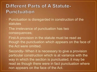 Interpretation of Statutes (English Law) | PPTX