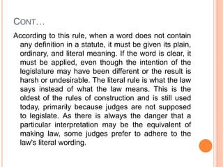 Rules of statutory Interpretation | PPTX