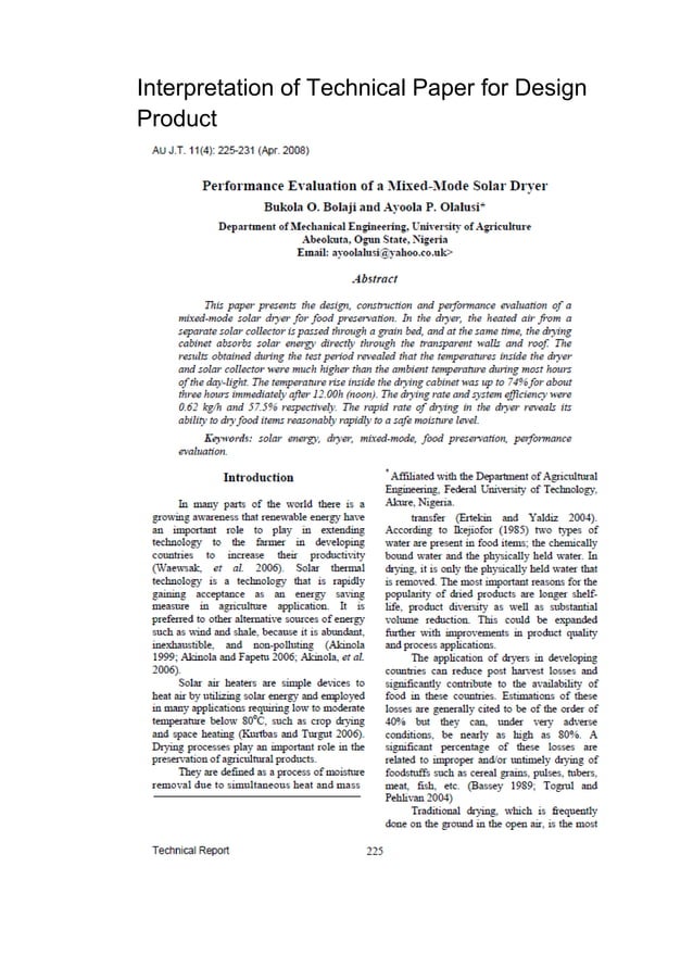 Interpretation of Technical Paper for Design Product | PDF | Science