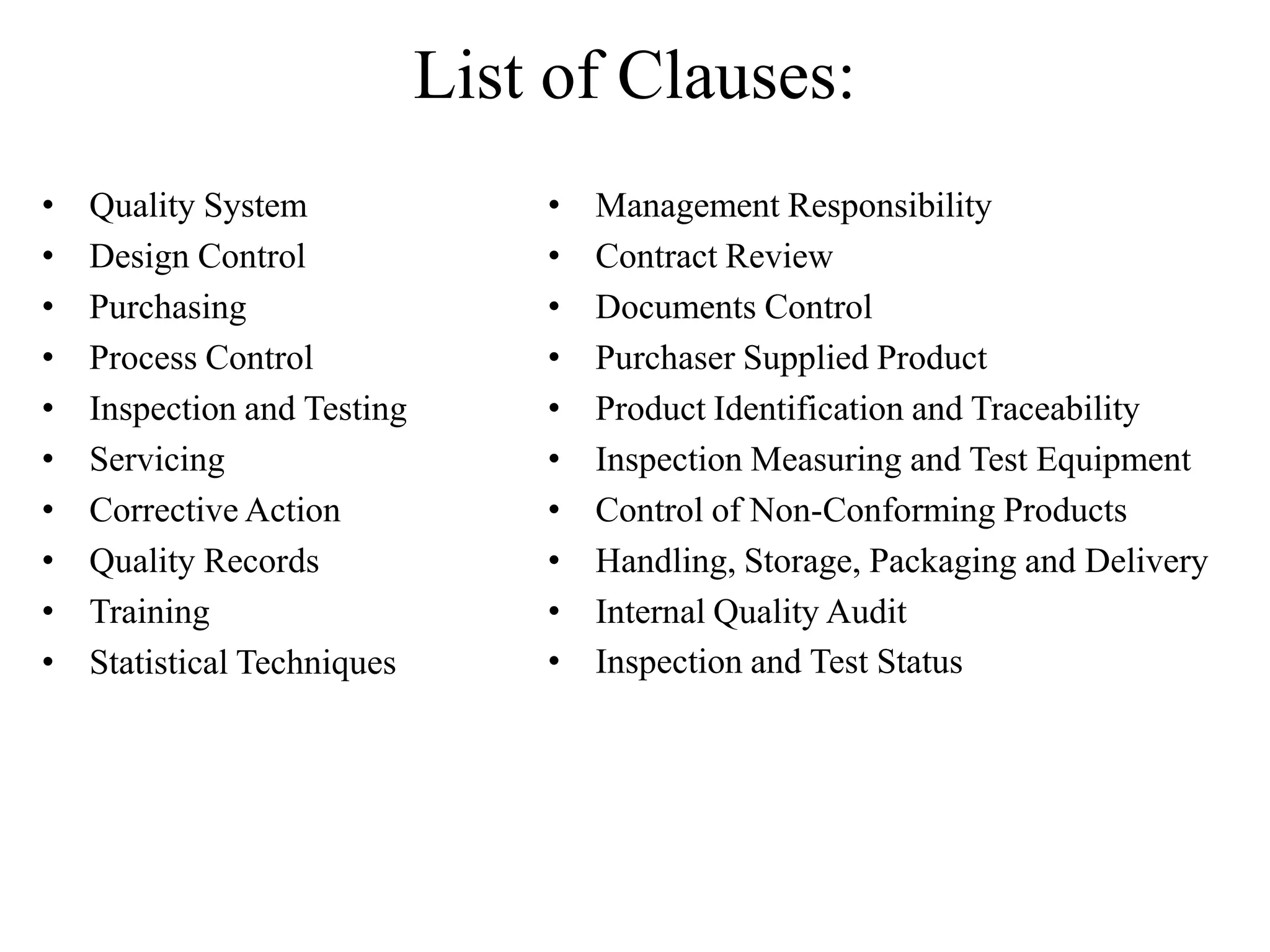 Interpretation of various clauses in iso | PPT