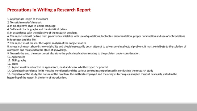 Interpretation & Report Writing in Business Research | PPT